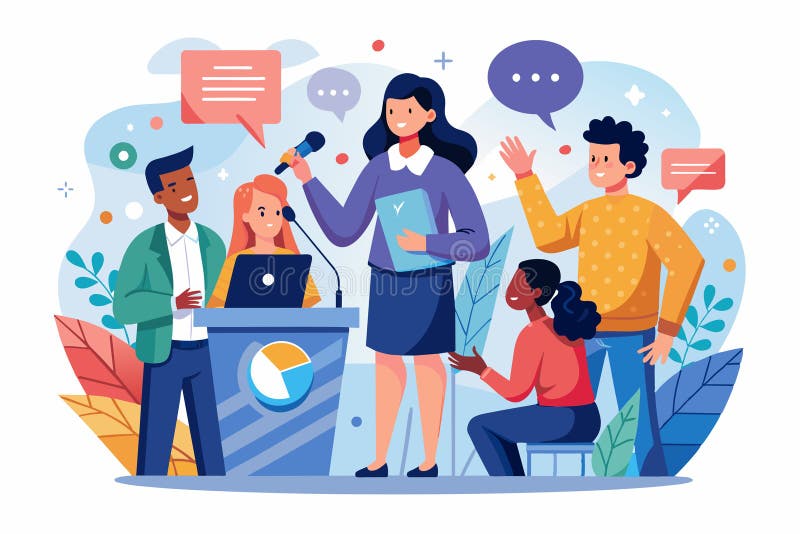 A Lively Discussion Takes Place at a Conference, Featuring Speakers and ...