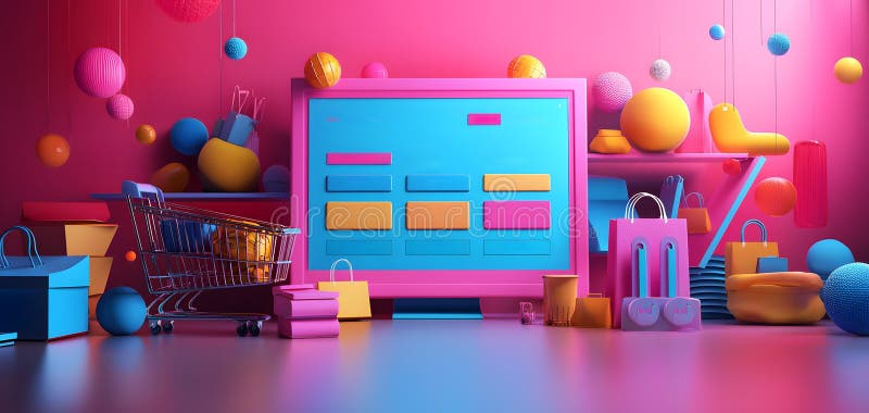 A Dynamic E-commerce Visual Filled with Colorful Elements and a ...