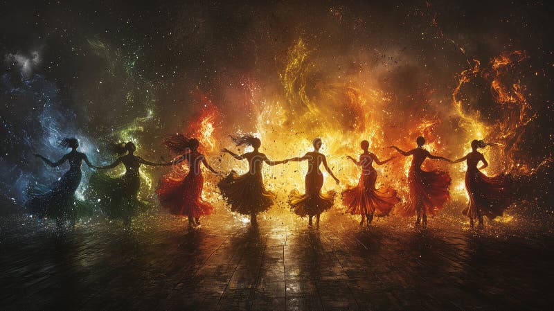 Vibrant Dancing Stick Figures with Dynamic Energy and Bold Colors Stock ...