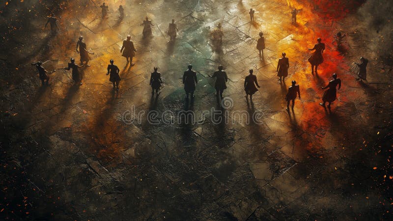 Vibrant Dancing Stick Figures with Dynamic Energy and Bold Colors Stock ...