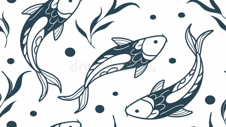 Lively Fish Swimming in Patterned Water, Aquatic Life, Vector Design ...