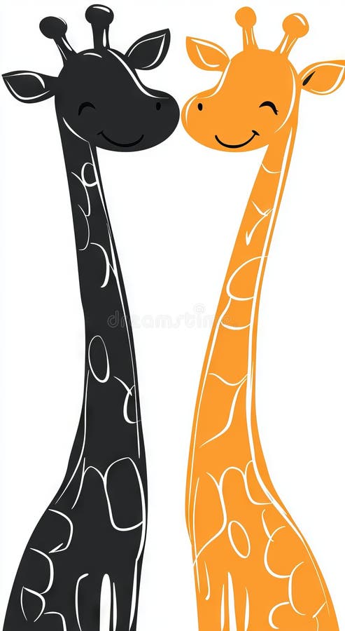Lively Giraffe Cartoon Characters Available in Colorful and Outline ...