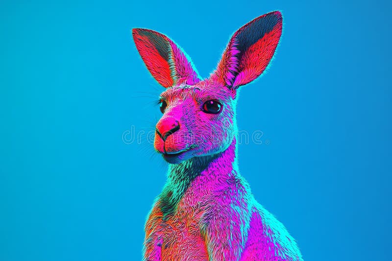 A Lively Glass Kangaroo Sculpture on a Blue Geometric Backdrop ...