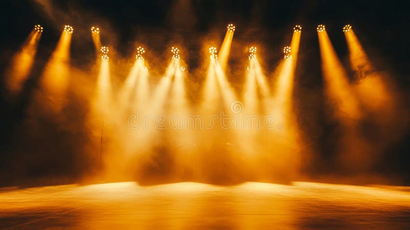 Lively Golden Rays Creating a Dramatic Illumination in a Stadium. Stock ...