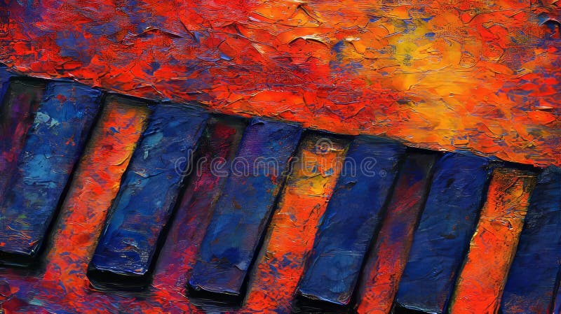 A Lively Grand Piano Set Against a Vivid Abstract Backdrop Stock ...