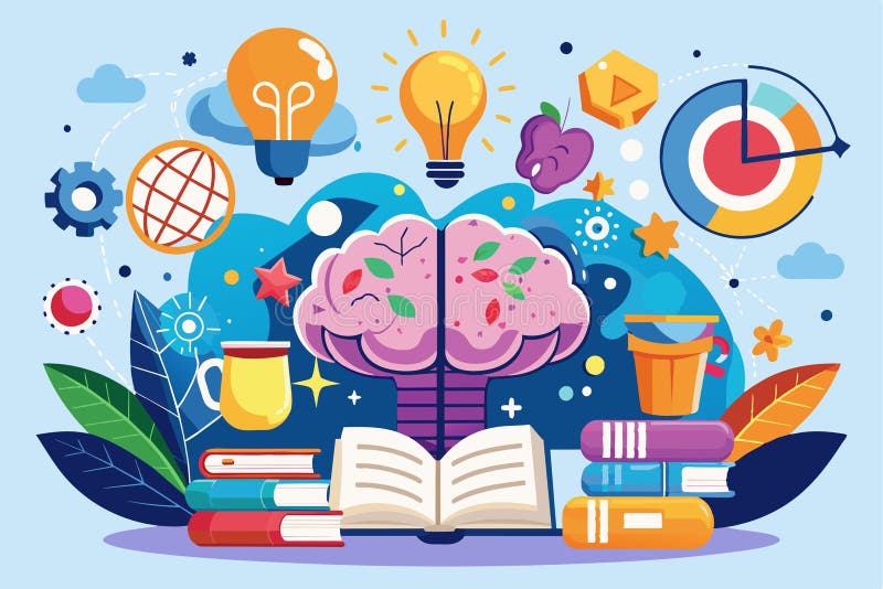 A Lively Illustration Features Learning Tools and Symbols, Encouraging ...