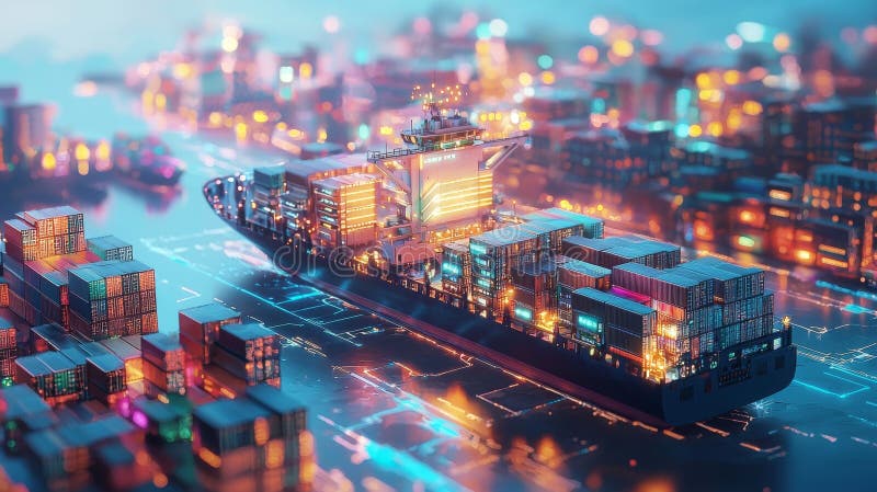 Lively Illustration of Global Logistics Network in a Contemporary City ...