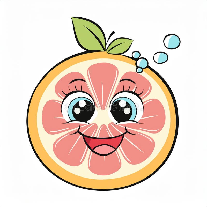 A Grapefruit with a Giggling Face Stock Illustration - Illustration of ...