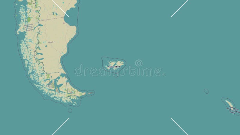 Lively Island in the South Atlantic Ocean. OSM Map. Slide Stock Video ...