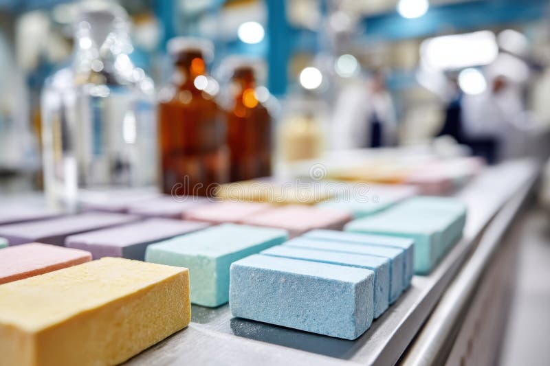 Colorful Close-up of Chewing Gum Products in Vibrant Manufacturing ...