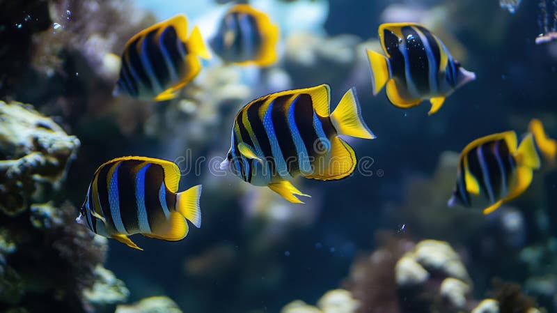 Lively Marine Population Exploring Beautiful Blue Reefs Generative AI ...