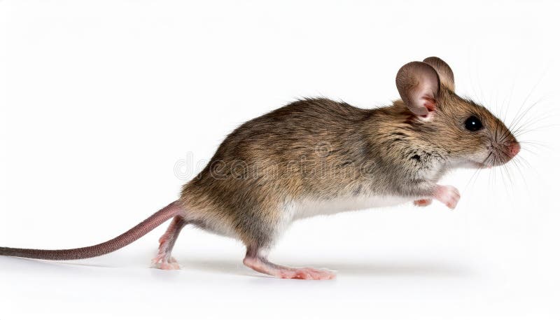 Agile Agitator a Playful Mouse in Motion Against a Pristine White ...
