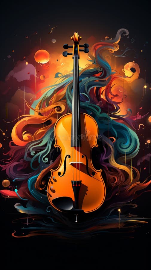 Lively Musical Ensemble Flat Vector of Colorful Notes on Dark ...