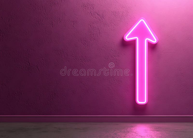 A Lively Neon Arrow Bends Upwards Against a Dark Background, Glowing in ...
