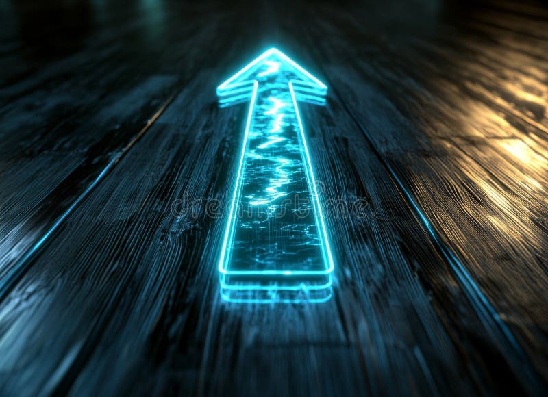 A Lively Neon Arrow Rises, Representing Growth and Progress Set Against ...