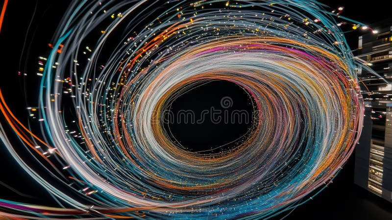 Lively Neon Colors Blend and Spin, Generating a Dynamic Vortex Against ...