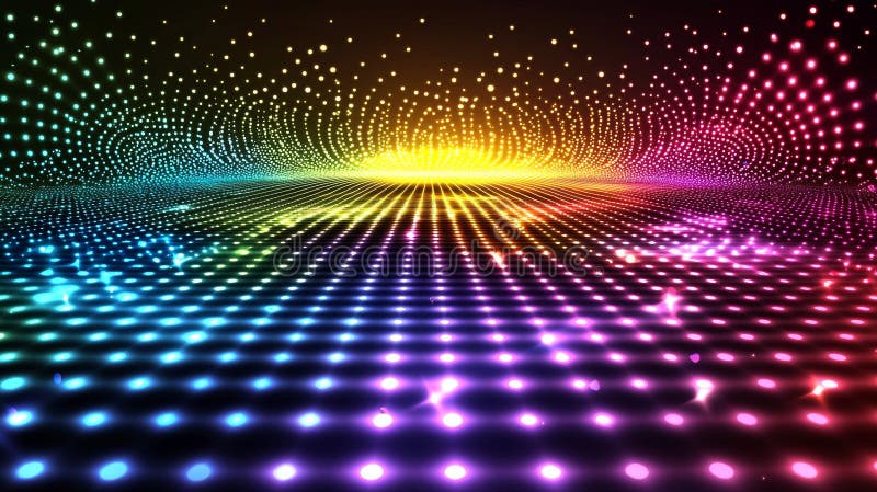 Lively Neon Grid Background with Gradient Hues and Shining Dots. Stock ...