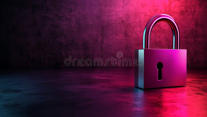 A Lively Neon Lock Emblem Representing Digital Security and Safety ...