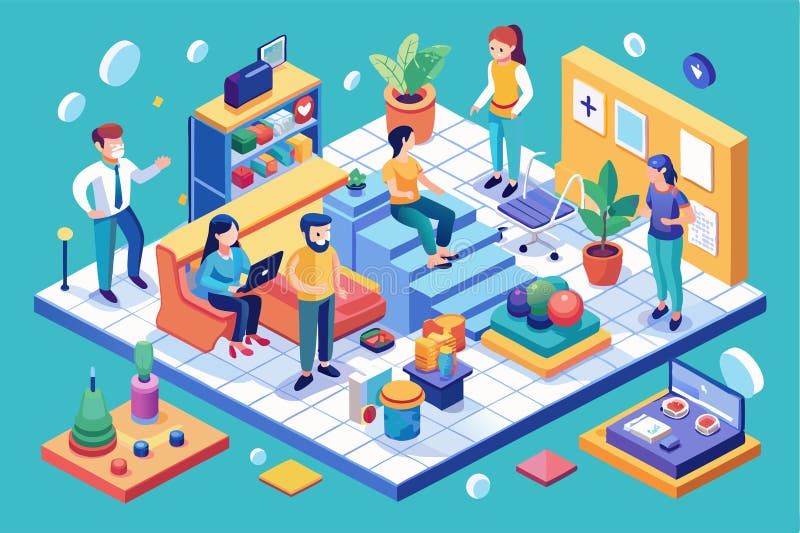 A Lively Office Environment Where Diverse Individuals Interact and Work ...