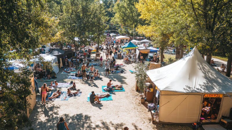 A Lively Outdoor Event with People Enjoying Leisure Stock Illustration ...