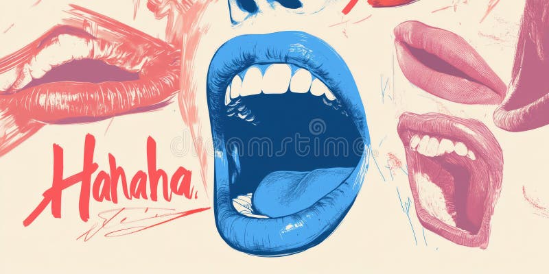 Lively Poster Featuring Various Mouth Shapes and Expressions in Blue ...