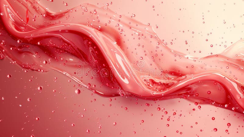 Vibrant Red Liquid Flowing with Bubbles Against a Soft Background Stock ...