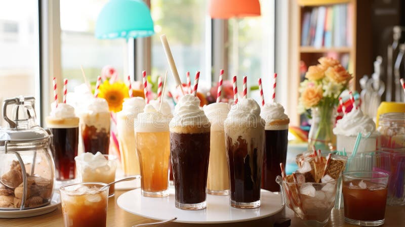 Lively root beer float stock illustration. Illustration of friends ...