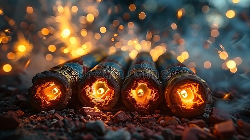 Firecrackers Being Set Off To Ward Off Evil Spirits Stock Illustration - Illustration of asian ...