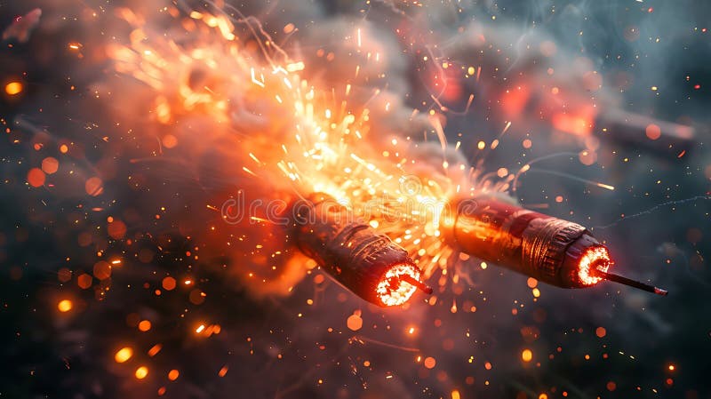 Firecrackers Being Set Off To Ward Off Evil Spirits Stock Illustration ...