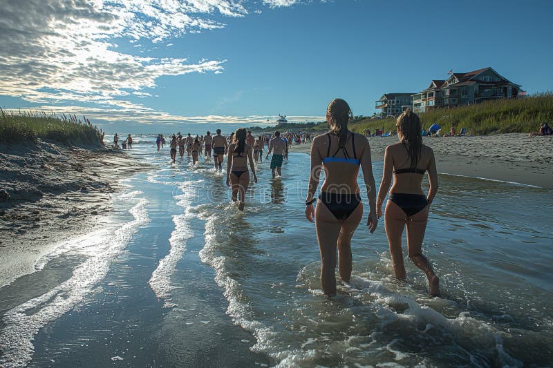 A Lively Scene from Hampton Beach, Showcasing Beach Activities and Summer Fun Stock Image ...