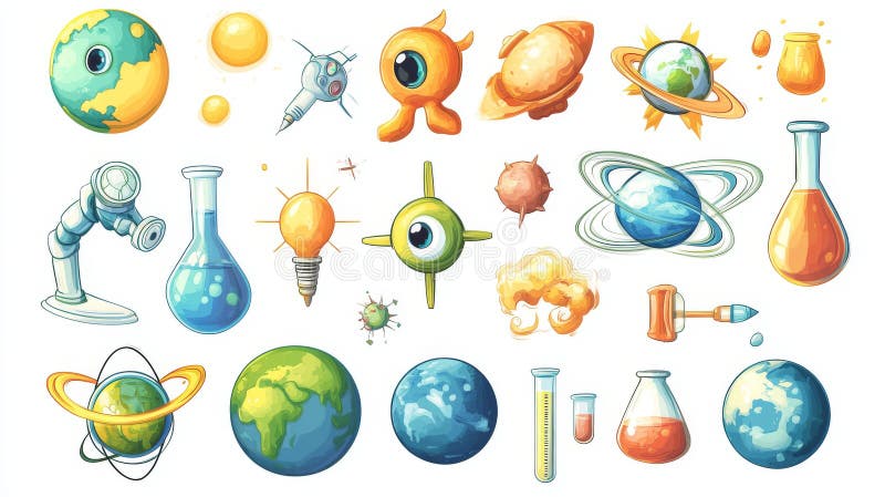 Lively Science Icons Clipart Set for Educational and Creative Projects ...