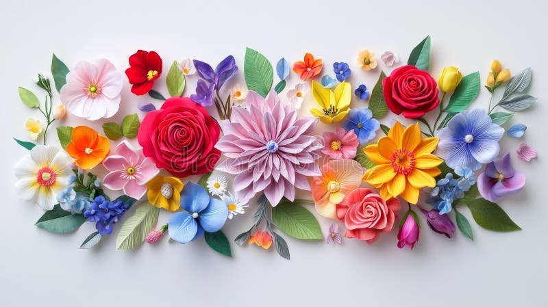 Lively Spring Floral Display Showcasing Numerous Blooms in a Balanced ...