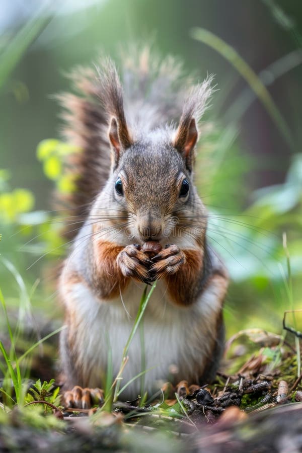 Excited Squirrel Hoarding Nuts Stock Illustration - Illustration of ...