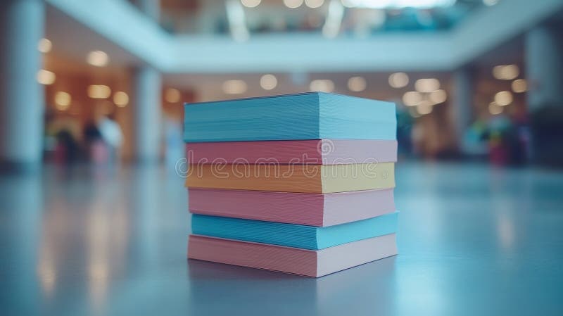 A Lively Stack of Colorful Papers is Sharply in Focus, with a Blurred ...