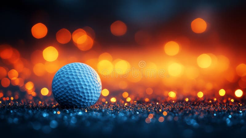 A Lively Sunset Golf Scene Featuring a Sparkling Golf Ball in Sharp ...