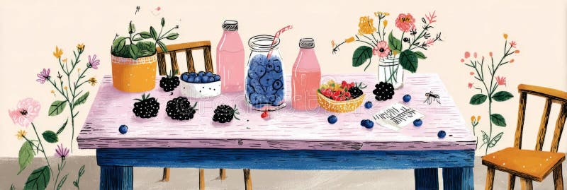 A Lively Table Set Outdoors Showcases an Array of Summer Berries ...