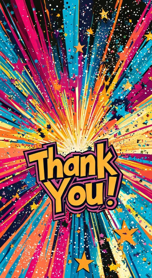 A Lively Thank You Note Bursting with Comic Flair and Vibrant Explosion ...