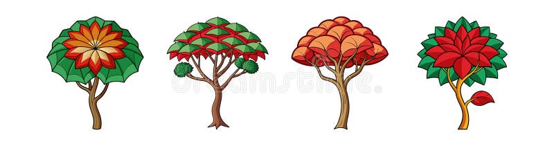 Lively Umbrella Tree Flower with Rich Leaf Colors Stock Vector ...