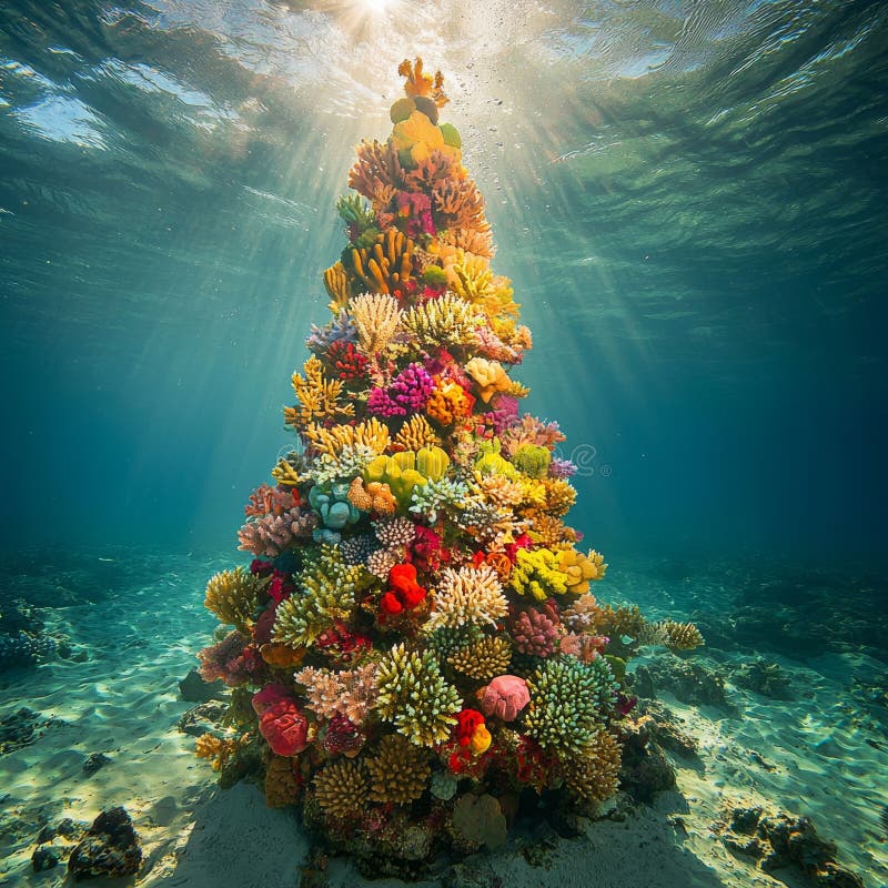 A Lively Underwater Christmas Tree Created by Vibrant Coral Reefs ...