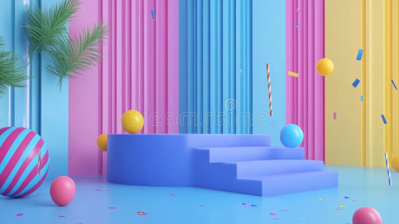 A Lively and Vibrant Celebration Featuring Neon Confetti Soaring ...