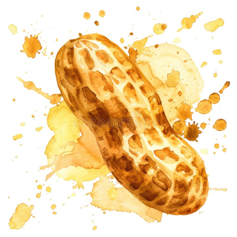 A Lively Watercolor Rendering of Peanuts with a Splash of Color Stock ...