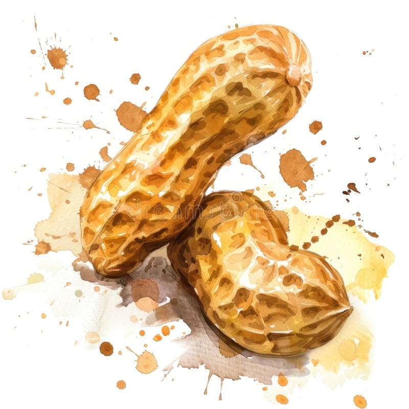 A Lively Watercolor Rendering of Peanuts with a Splash of Color Stock ...