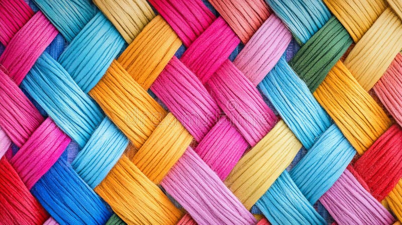 Lively Woven Textile Design Featuring Interwoven Stripes of ...