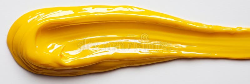A Lively Yellow Paint Swipe on a White Surface, Excellent for Artistic ...