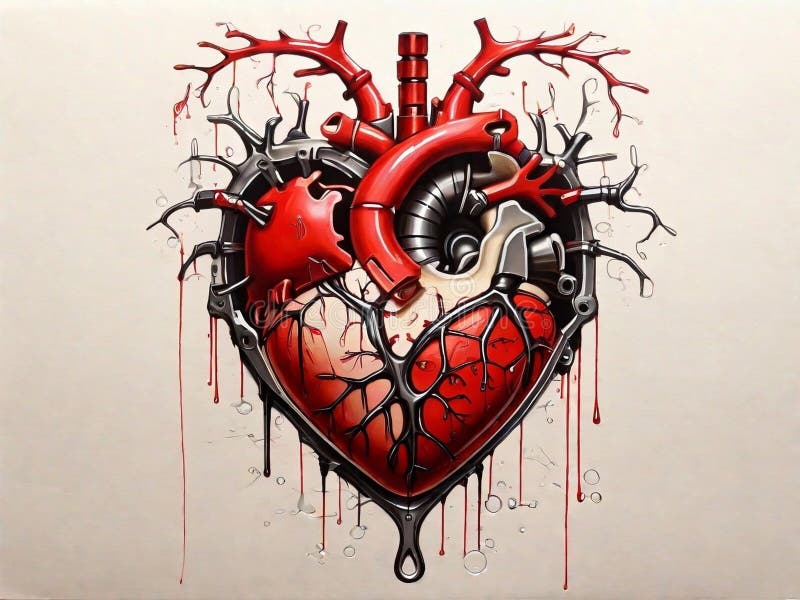 Liver Anatomy in Red, Biomechanical Style Illustration Stock ...