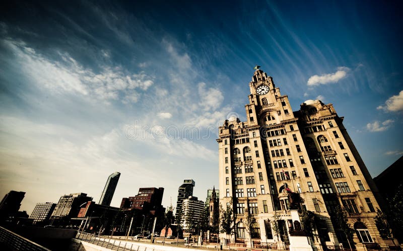 Liver Building during Daytime with Blue Sky and Cl Stock Photo - Image ...