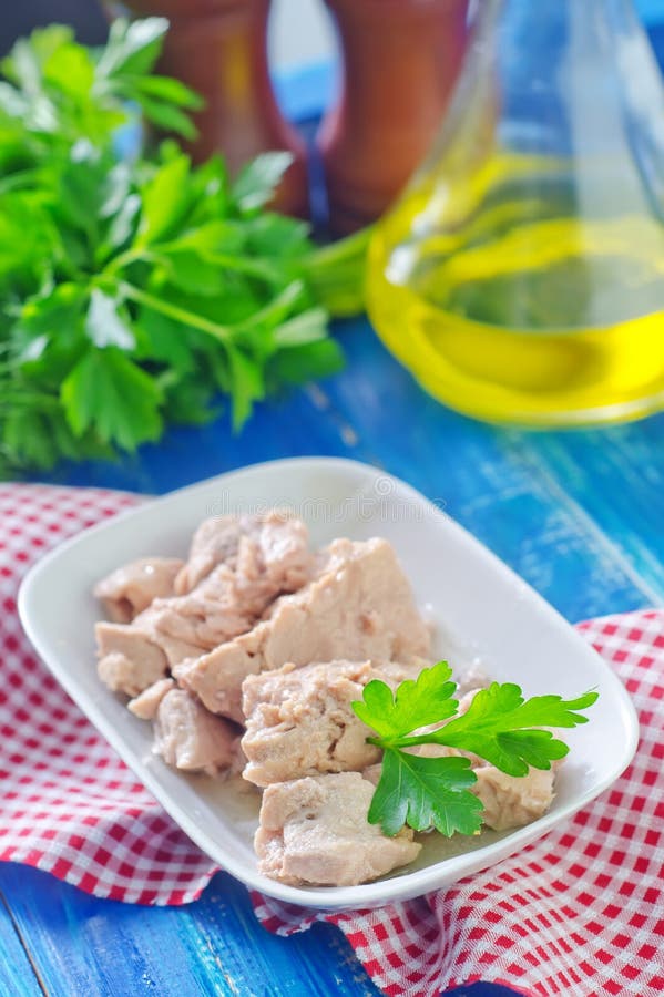 Liver of cod stock photo. Image of onion, full, diet - 34551900