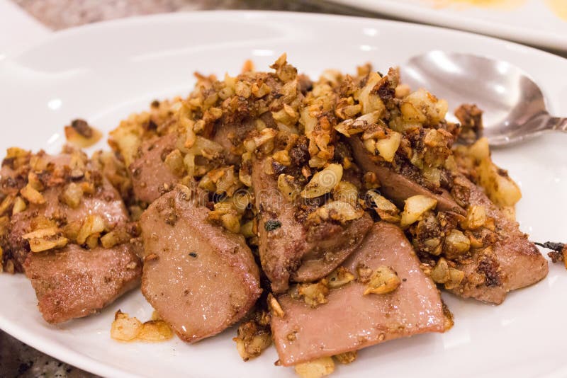 Liver with Garlic and Pepper Stock Image - Image of grilled, delicious ...