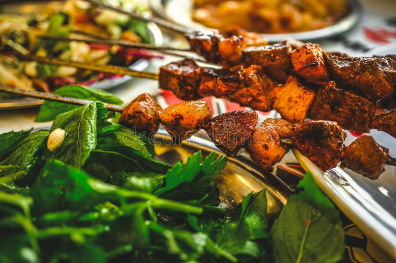 Liver Kebab, Shish Kebab, Turkish Food Stock Image - Image of meat ...