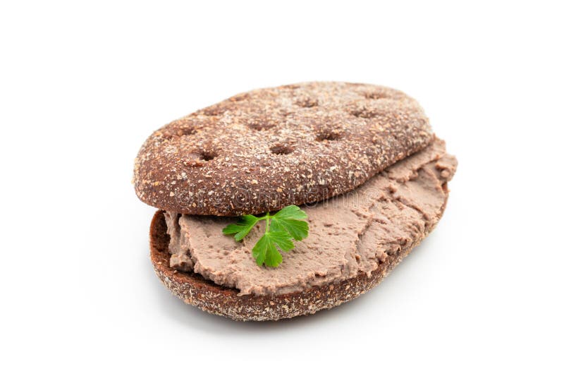 Liver Meat Pate Spread on Rye Bread Isolated on White Stock Image ...